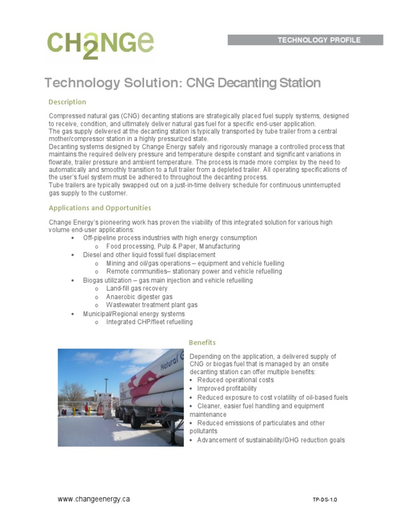 Technology Solution: CNG Decanting Station: Description | PDF | Biogas ...