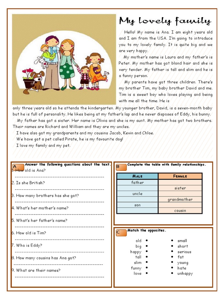 M F B A: Answer The Following Questions About The Text | PDF | Family ...