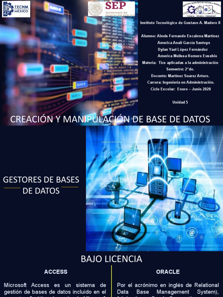 Creación y Manipulación de Bases de Datos Unidad 5 | PDF | Postgre Sql ...