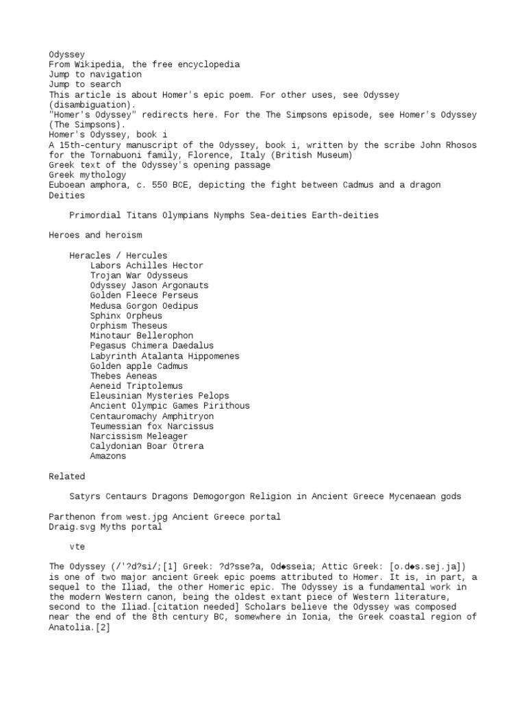 Odyssey | PDF | Greek Mythology | Odyssey