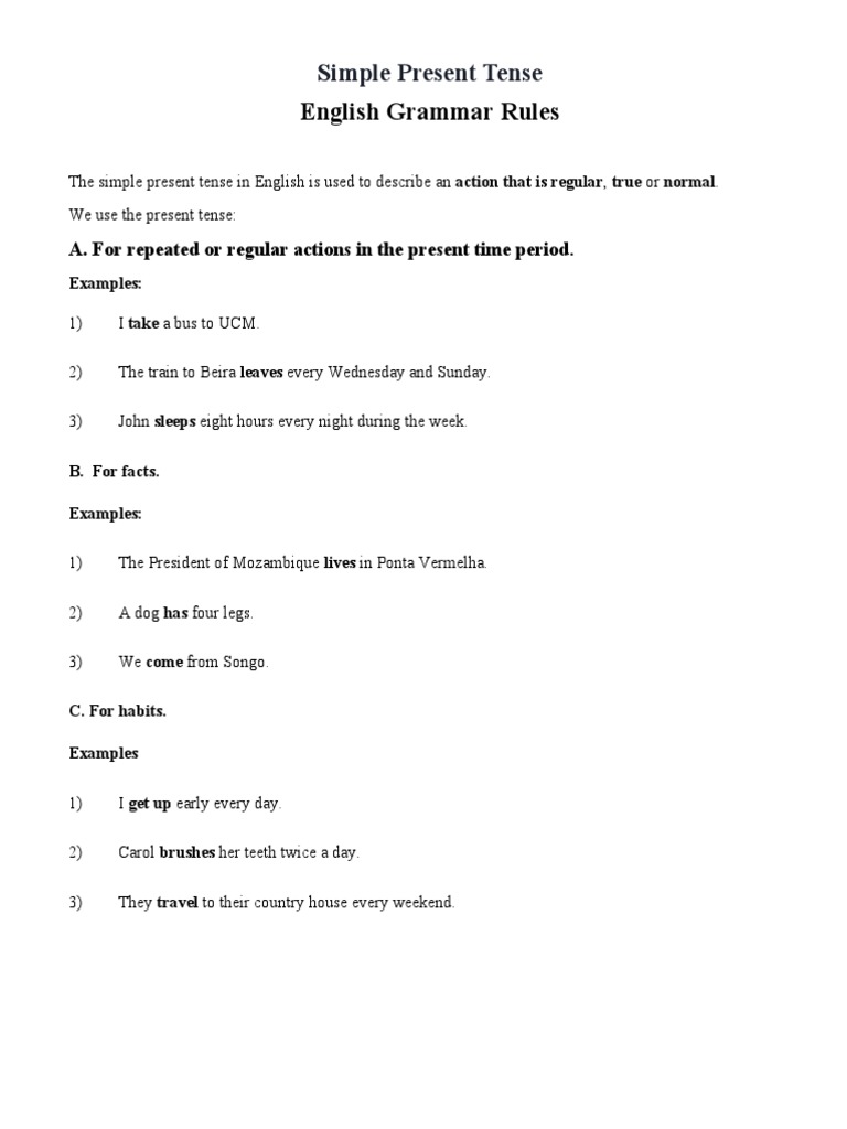 Simple Present Tense and Exercises | PDF | Verb | English Language