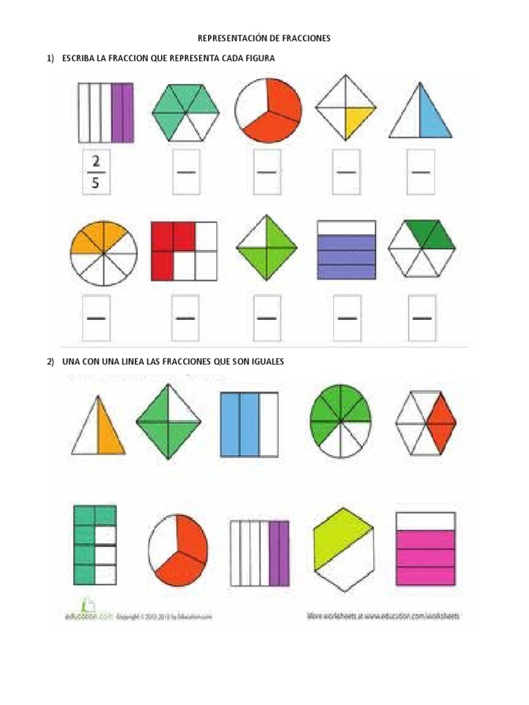 Representación Gráfica de Fracciones | PDF | Métodos y materiales de ...