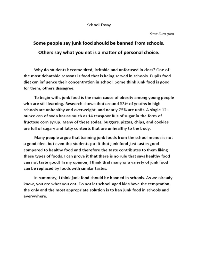 Some People Say Junk Food Should Be Banned From Schools. Others Say ...