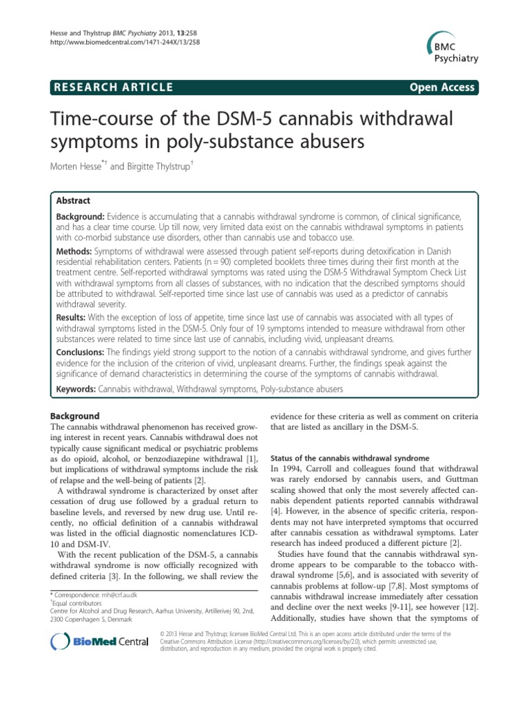 Time-Course of The DSM-5 Cannabis Withdrawal Symptoms in Poly-Substance ...