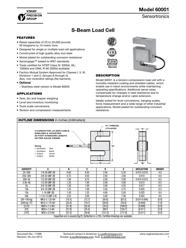 Model 60001 Model 60001: Sensortronics | PDF | Nature