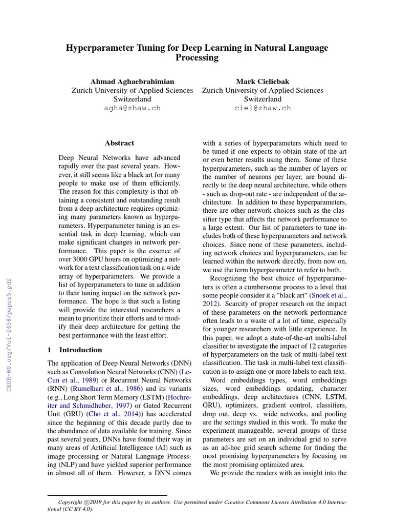 Hyperparameter Tuning For Deep Learning in Natural Language Processing ...