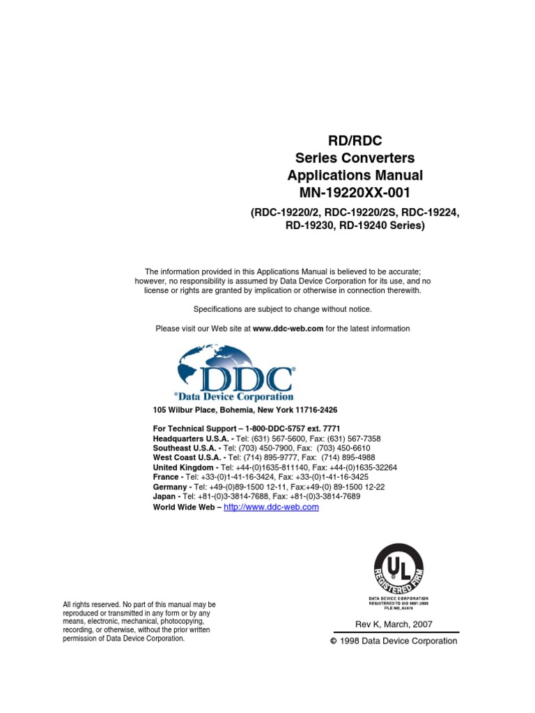RD/RDC Series Converters Applications Manual MN-19220XX-001 | PDF ...