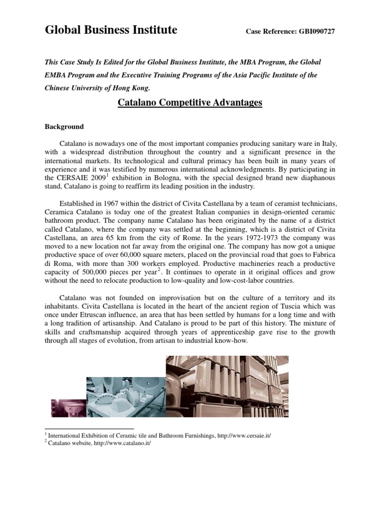 Case Study - Catalano Competitive Advantages | PDF | Brand | Innovation