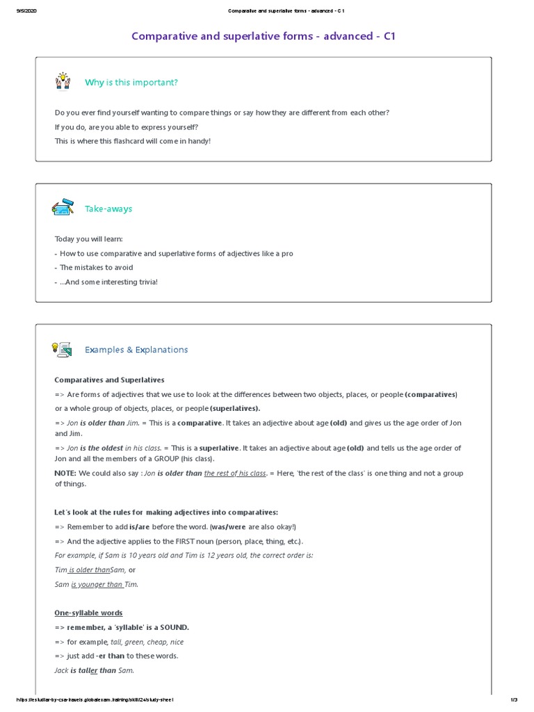 Comparative and Superlative Forms - Advanced - C1 | PDF | Adjective ...