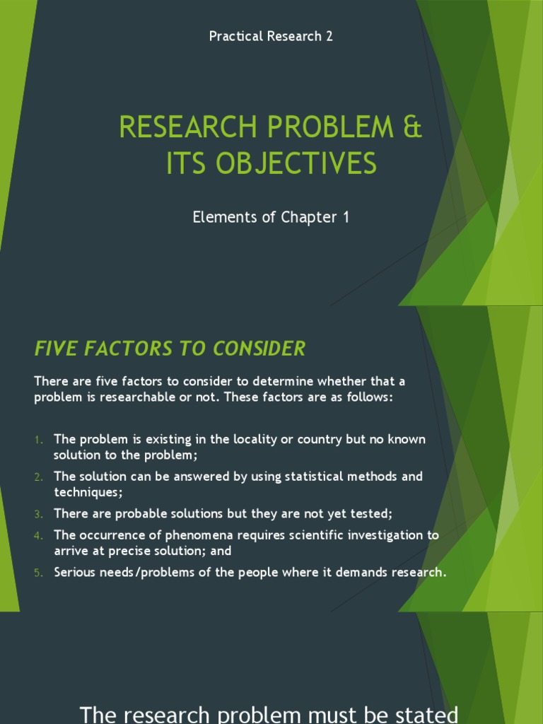 Research Problems and Objectives Explained | PDF | Hypothesis | Methodology