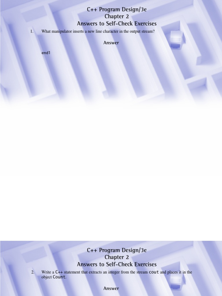 C++ Program Design/3e Answers To Self-Check Exercises: Answer | PDF ...