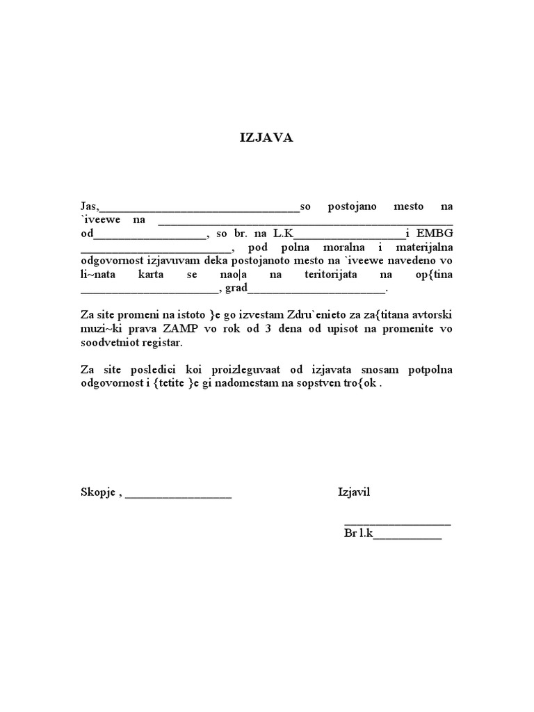Izjava | PDF