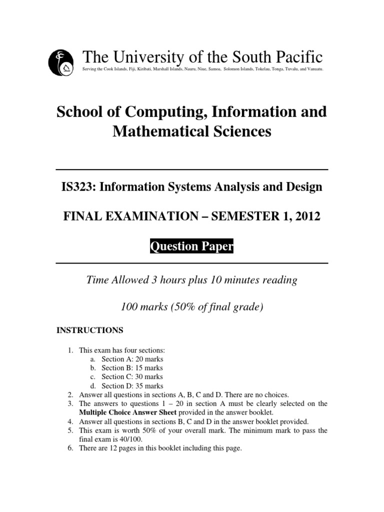 IS323 Final Exam 2012 (Sem 1) | PDF | Computing | Business