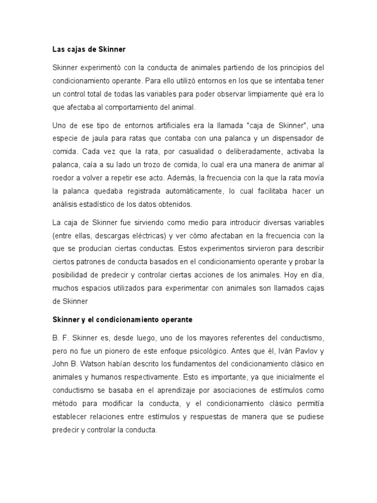 Las Cajas de Skinner | PDF | Behaviorismo | Sicología