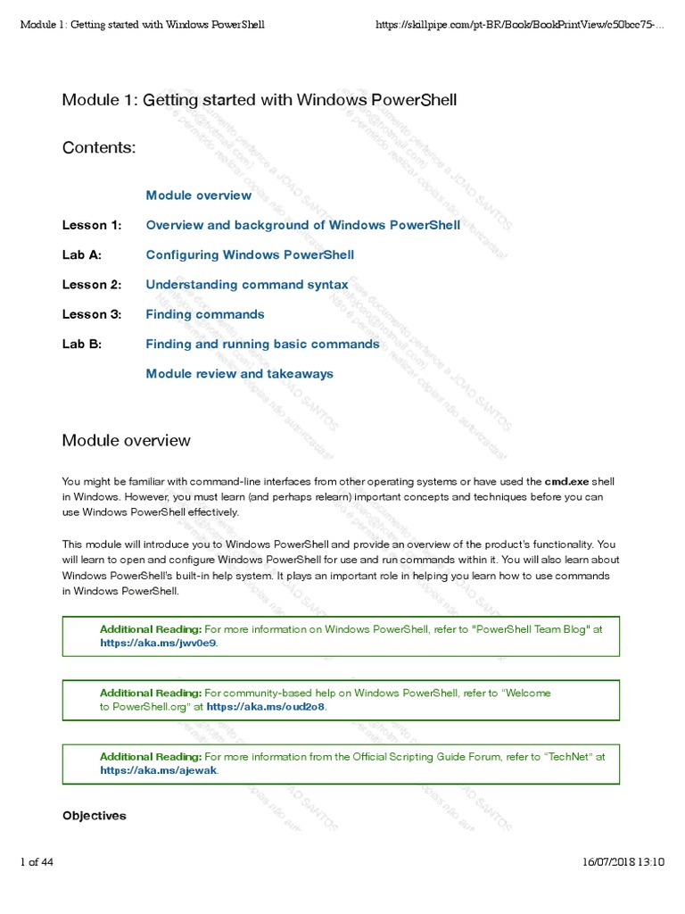 Module 1 Getting Started With Windows Powershell Pdf Command Line Interface Parameter