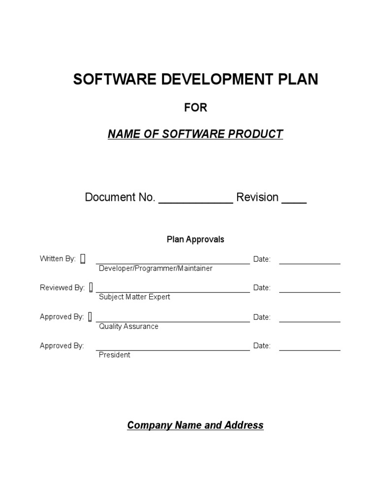 Software Development Plan Template | PDF | Verification And Validation ...