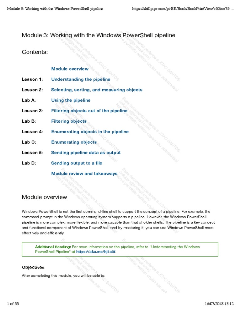 Module 3 Working With The Windows PowerShell Pipeline | PDF | Command ...
