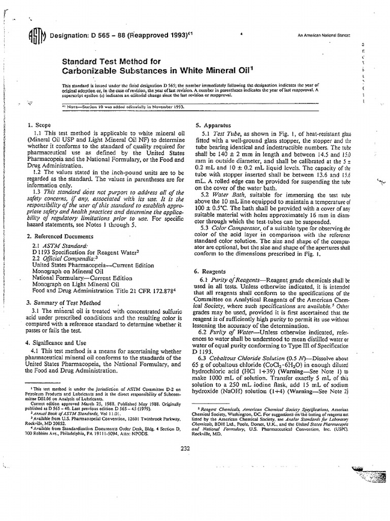 Astm D565 Carbonizable Substances PDF | PDF
