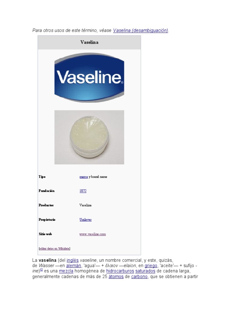 VASELINA | PDF | Science | Ciencia y Tecnología
