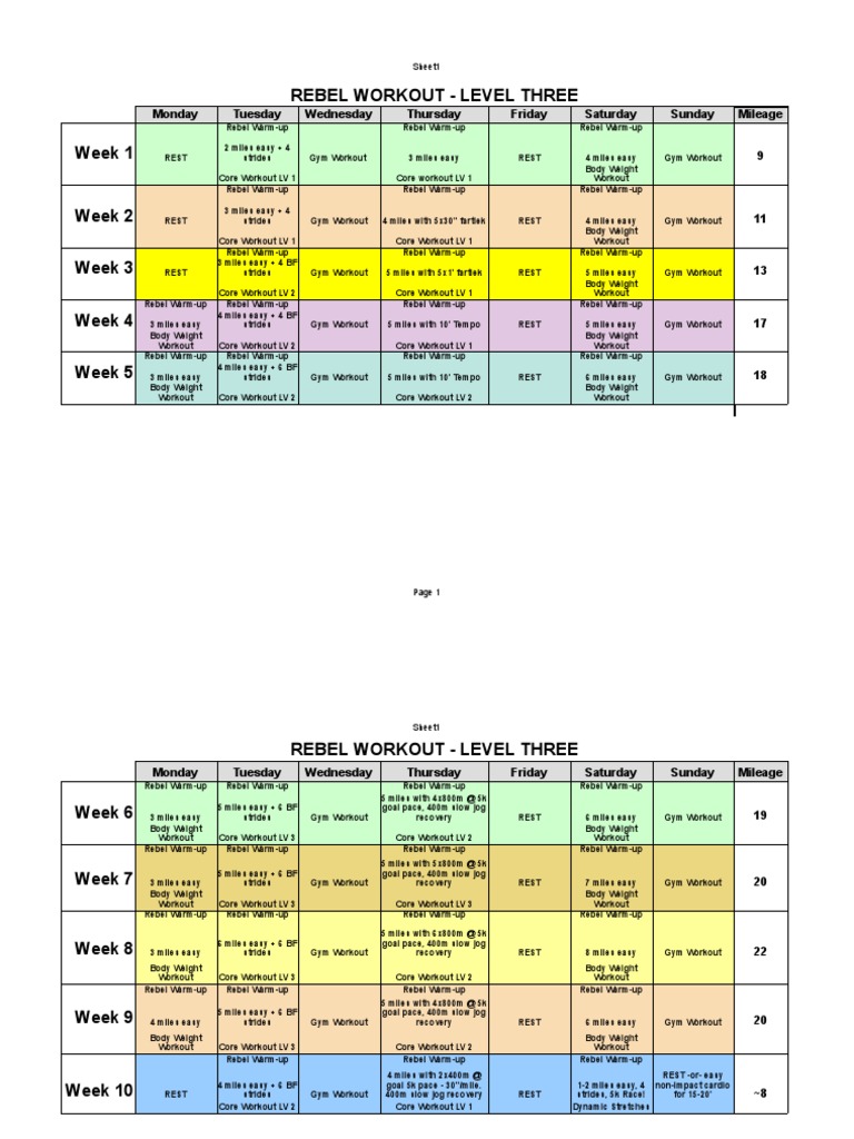 Level 3 Rebel Workout | PDF | Sports | Physical Exercise