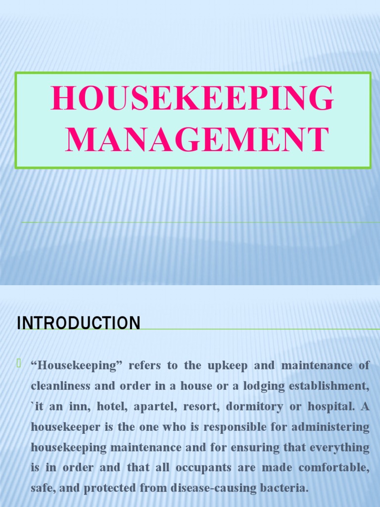 Introduction to Housekeeping Management | PDF | Housekeeping | Home