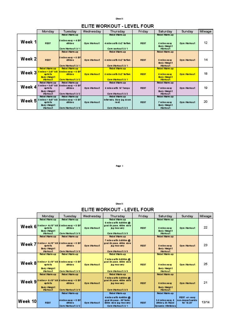 Level 4 Elite Workout | PDF | Athletics | Individual Sports