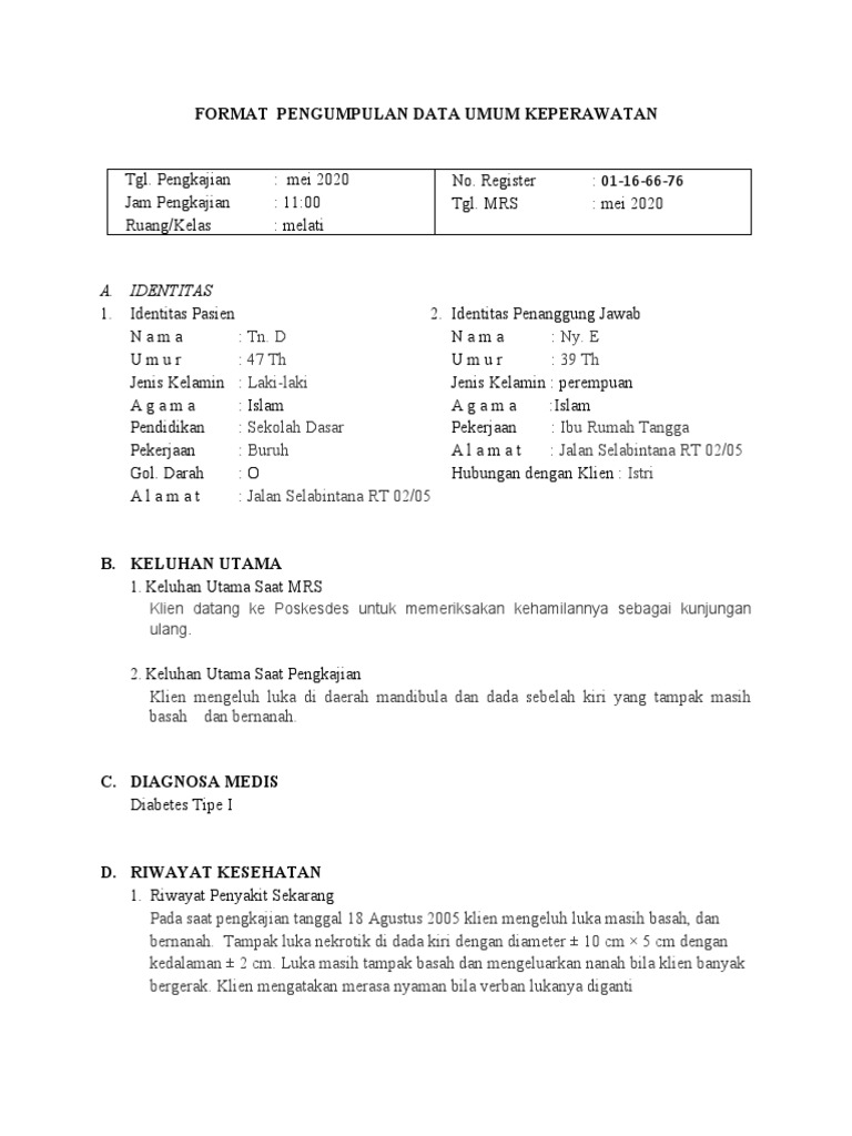 Format Pengumpulan Data Umum Keperawatan | PDF