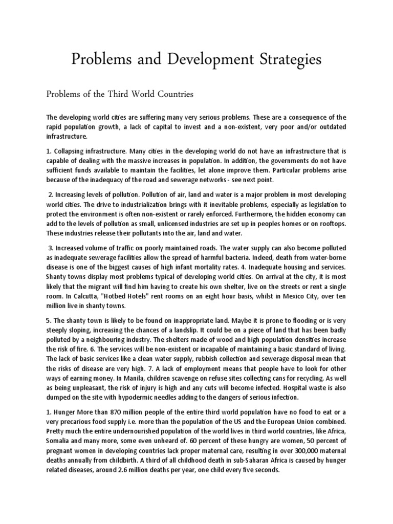 Problems and Development Strategies: Problems of The Third World ...
