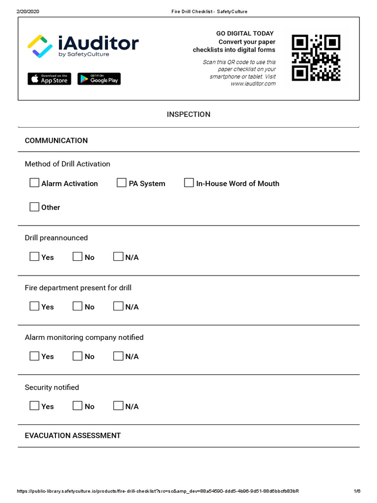 Fire Drill Checklist - SafetyCulture | PDF | Public Safety | Hazards