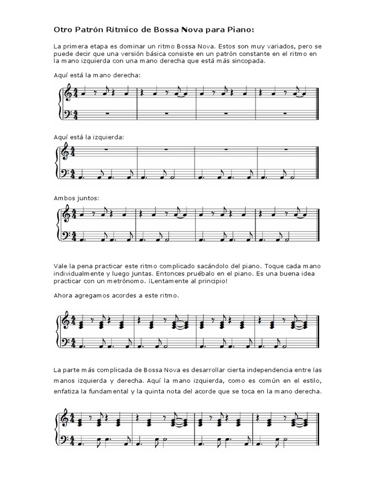 Otro Patron Ritmico de Bossa Nova para Piano PDF | PDF