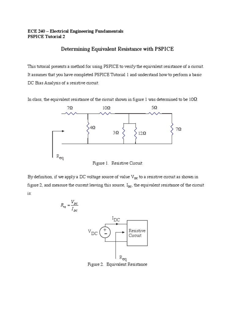 Determining Equivalent Resistance With PSPICE: ECE 240 - Electrical Engineering Fundamentals ...