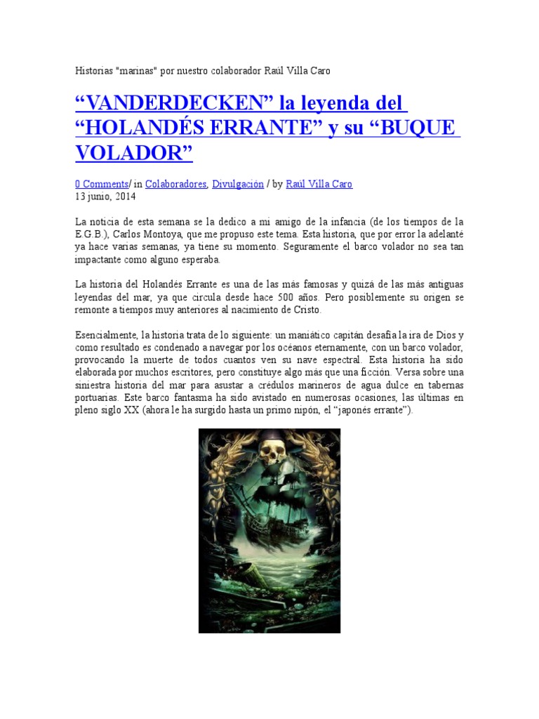 "VANDERDECKEN" La Leyenda Del "HOLANDÉS ERRANTE" y Su "BUQUE VOLADOR ...