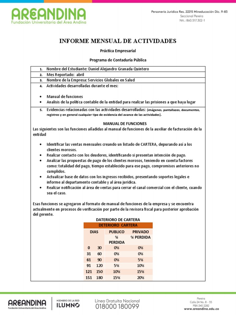 Informe Mensual 3 | PDF | Contabilidad | Business