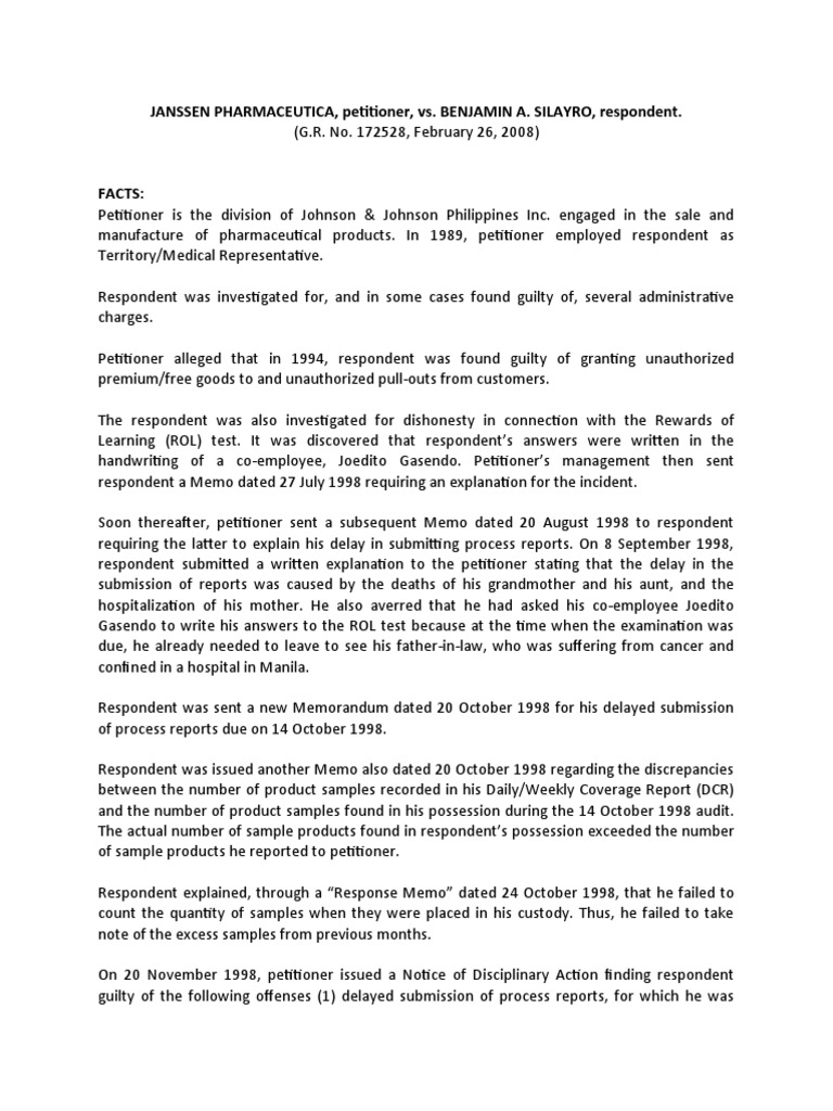 Janssen vs. Silayro: Dismissal Case Review | PDF | Employment | Government Information