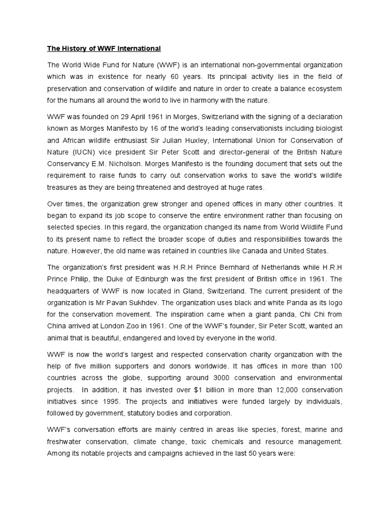 The History of WWF International and WWF Malaysia | PDF | World Wide ...