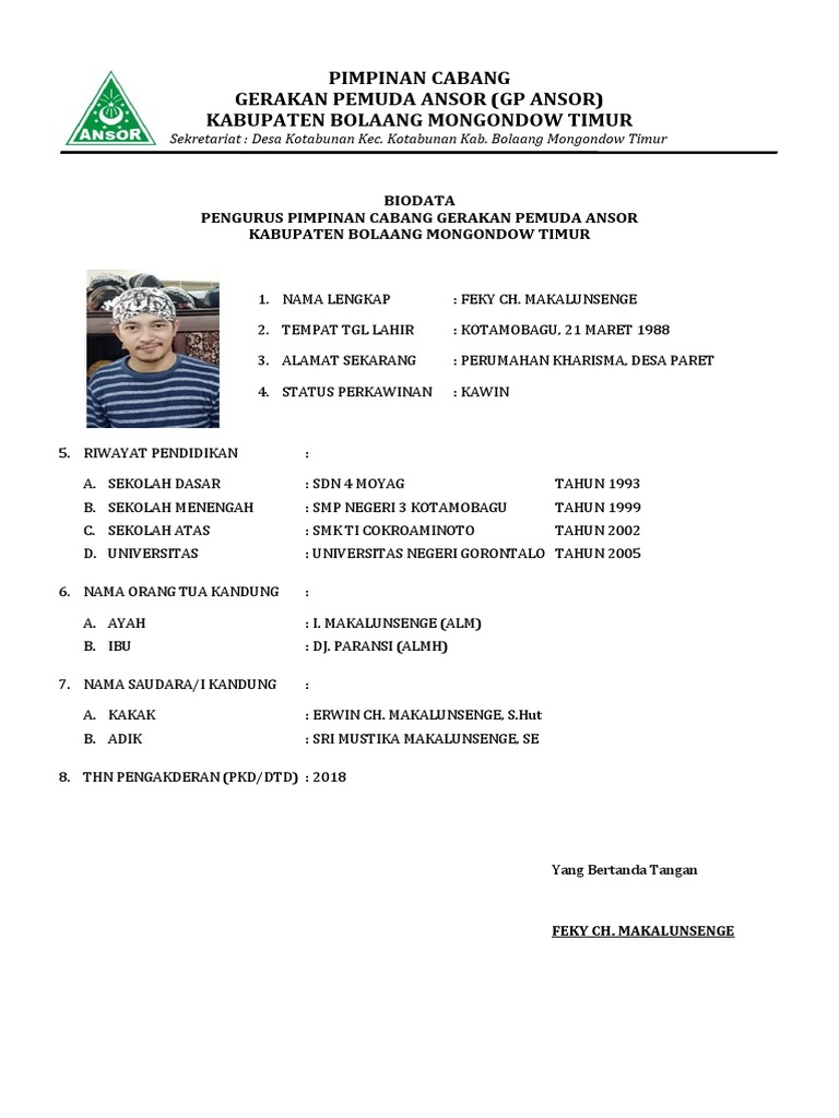 Form Kesediaan Ansor | PDF