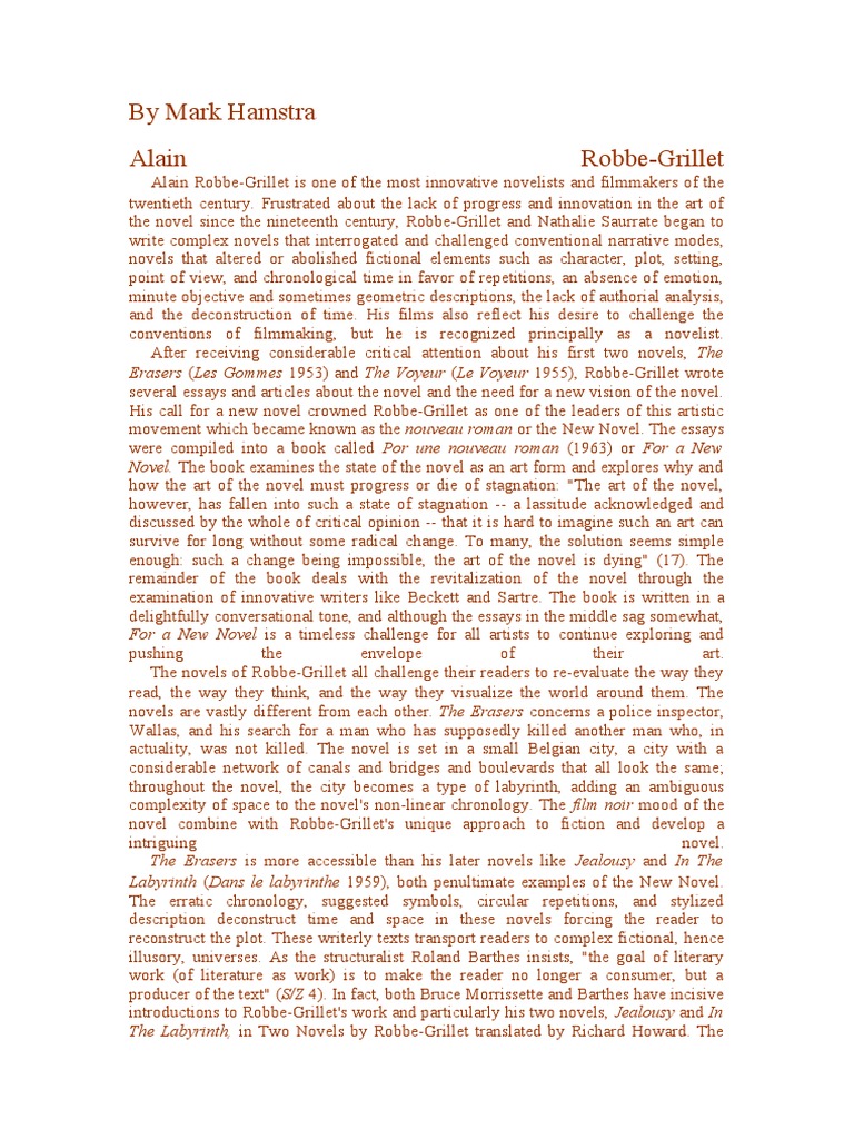 ALAIN ROBBE GRILET by Mark Hamstra | PDF