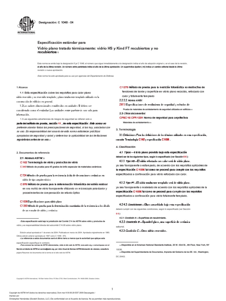 Astm C1048.en - Es | PDF | Lentes | Revestimiento