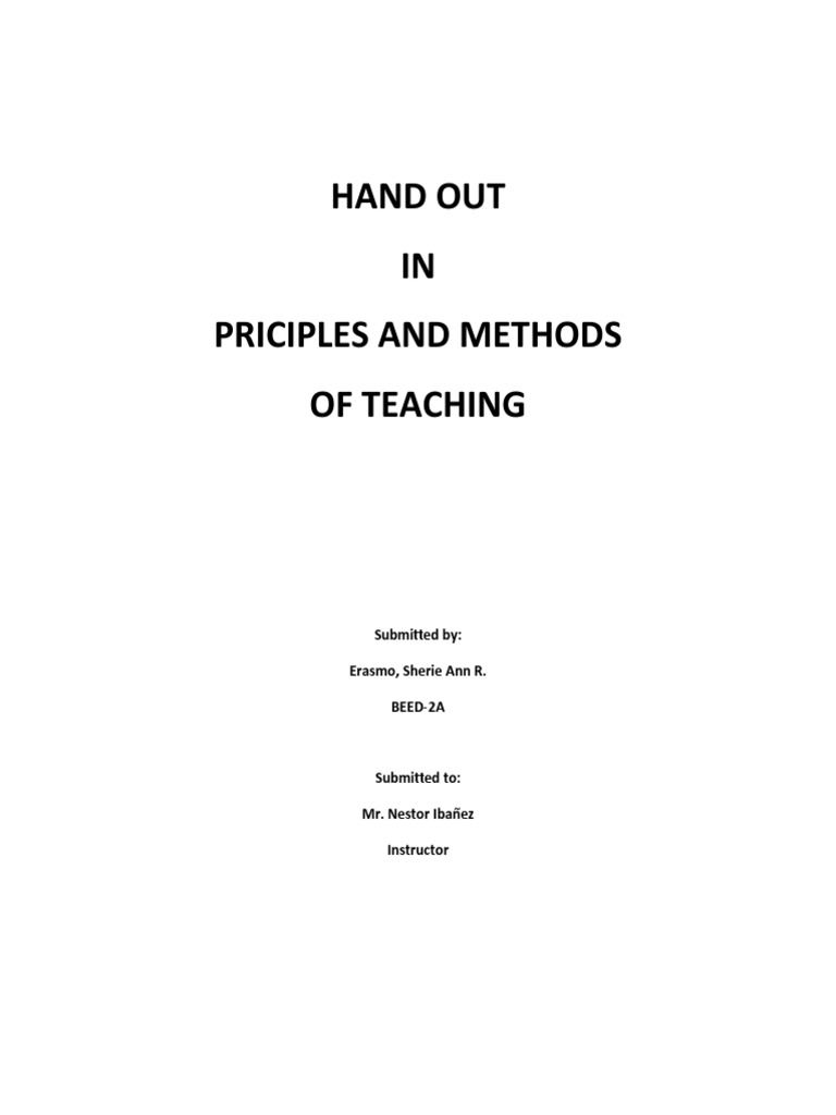 Principles and Methods of Teaching: Formulating Effective Behavioral Objectives | PDF