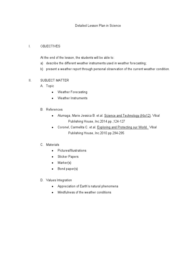 Detailed Lesson Plan in Grade 8 | PDF | Weather Forecasting | Meteorology