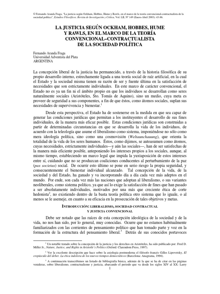 Aranda, 2003 PDF | PDF | Thomas Hobbes | John Rawls