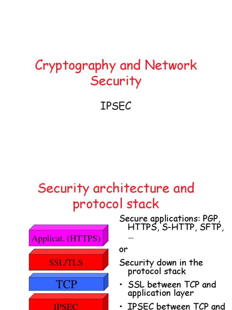 Cryptography and Network Security: Ipsec | PDF | Internet Protocols | I Pv6 Cryptography and Network Security: Ipsec | PDF | Internet Protocols | I Pv6