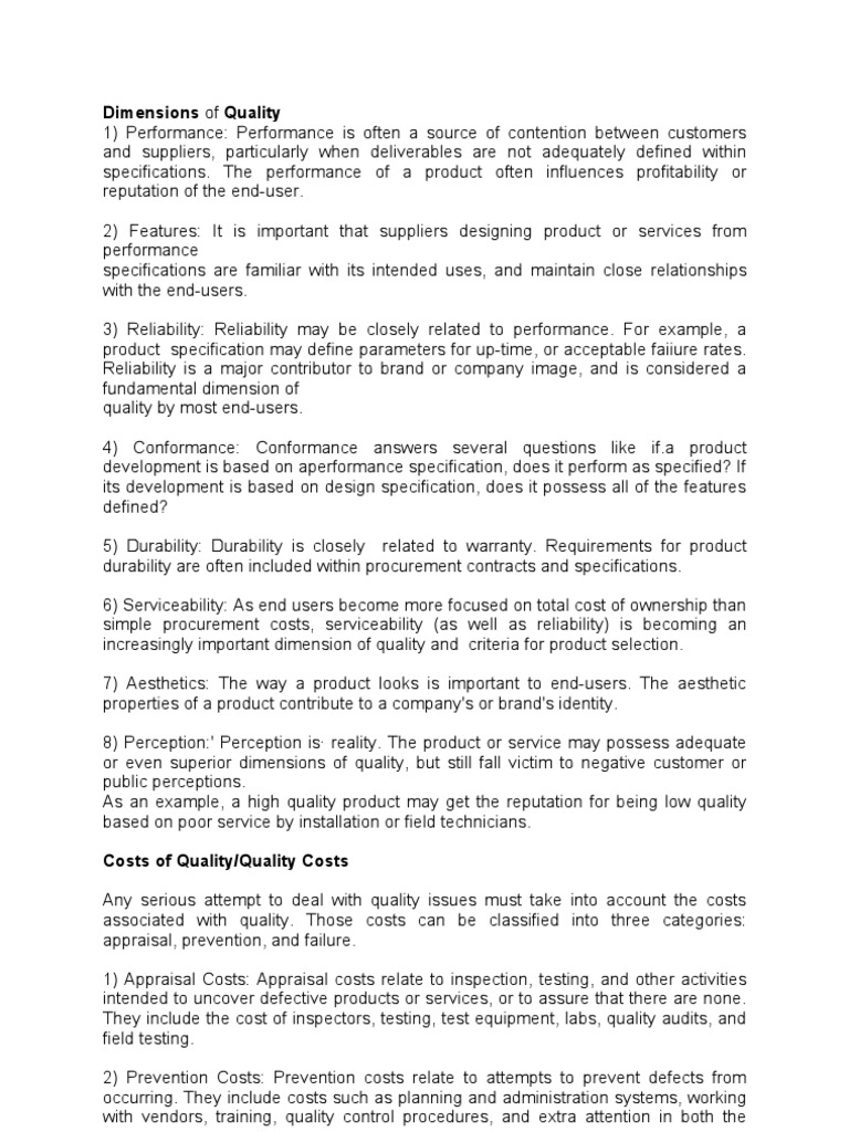 Dimensions of Quality | PDF | Six Sigma | Causality