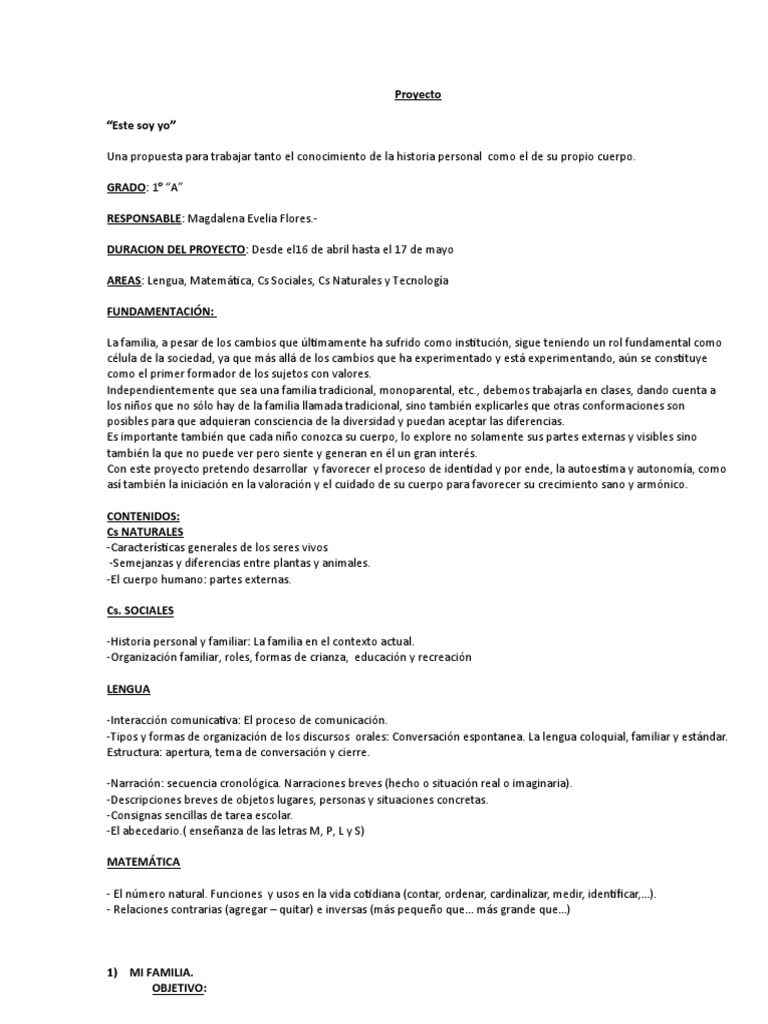 Proyecto Asi Soy Yo 2 | PDF | Familia | Plantas