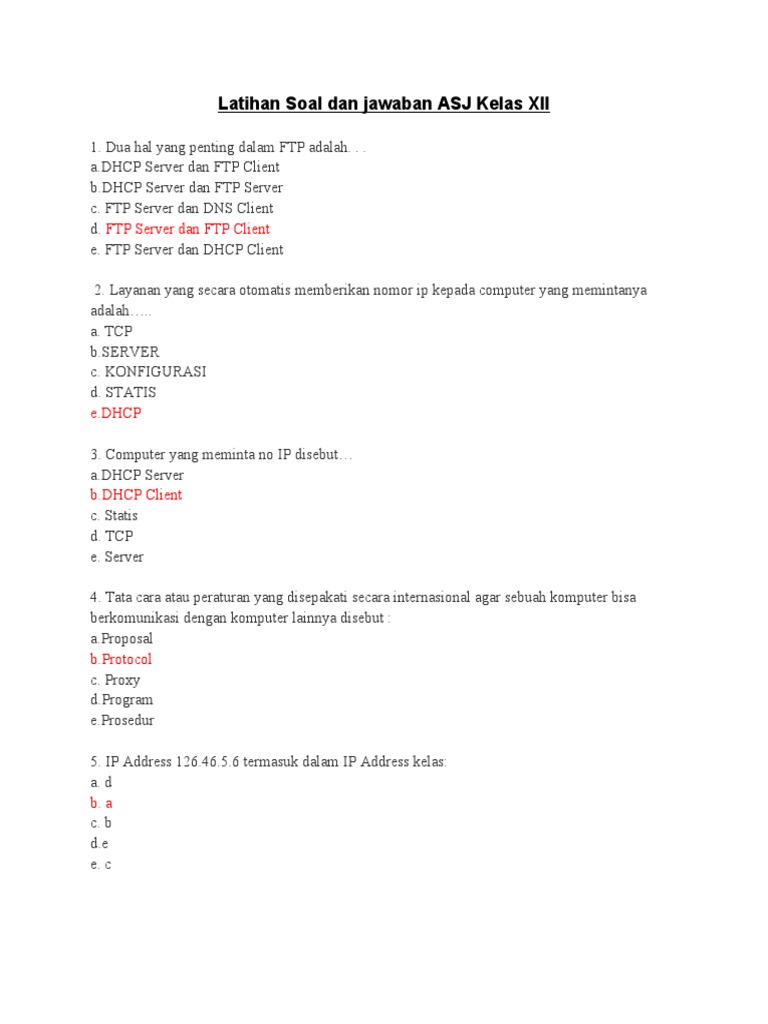 Latihan Soal Dan Jawaban ASJ Kelas XII | PDF