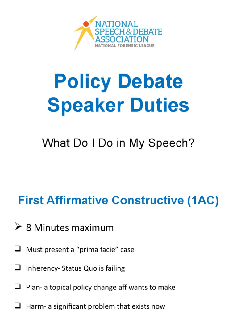 CX Policy-Debate Speaker-Duties PPT 2 | PDF | Social Institutions ...