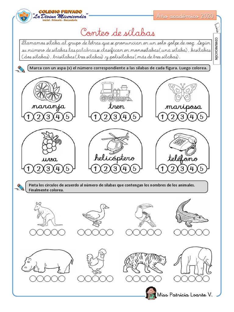 Actividades de Conteo de Sílabas para Niños | PDF