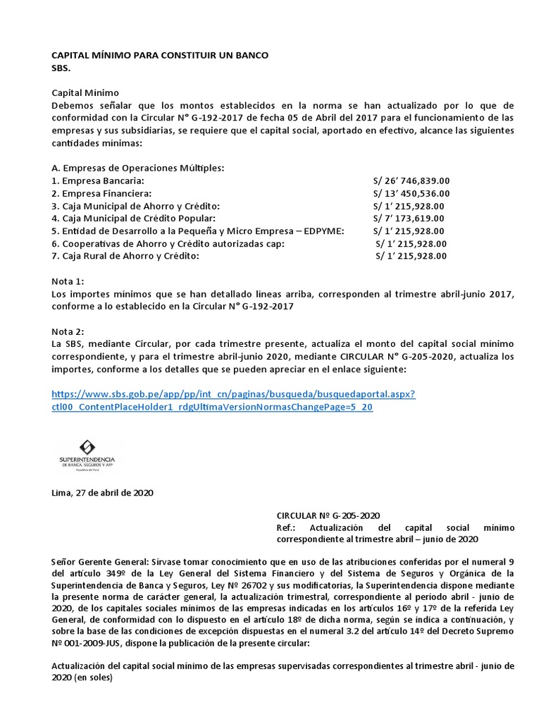 Capital Mínimo para Abrir un Banco | PDF | Cooperativa | Bancos