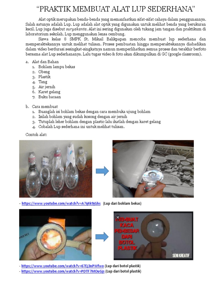 Praktik Membuat Alat Lup Sederhana | PDF