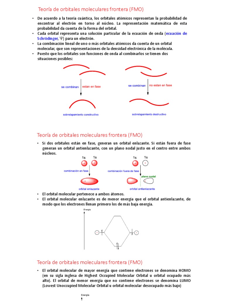 Teoría de Orbitales Moleculares Frontera (FMO) | PDF | Orbital Molecular | Orbital atómico
